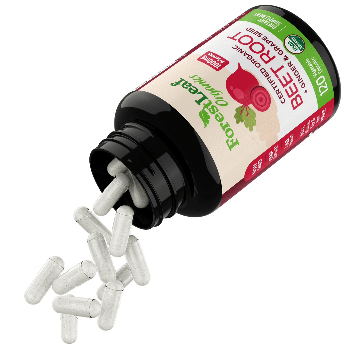 ForestLeaf - Organic Beet Root 1000mg | 120 Capsules